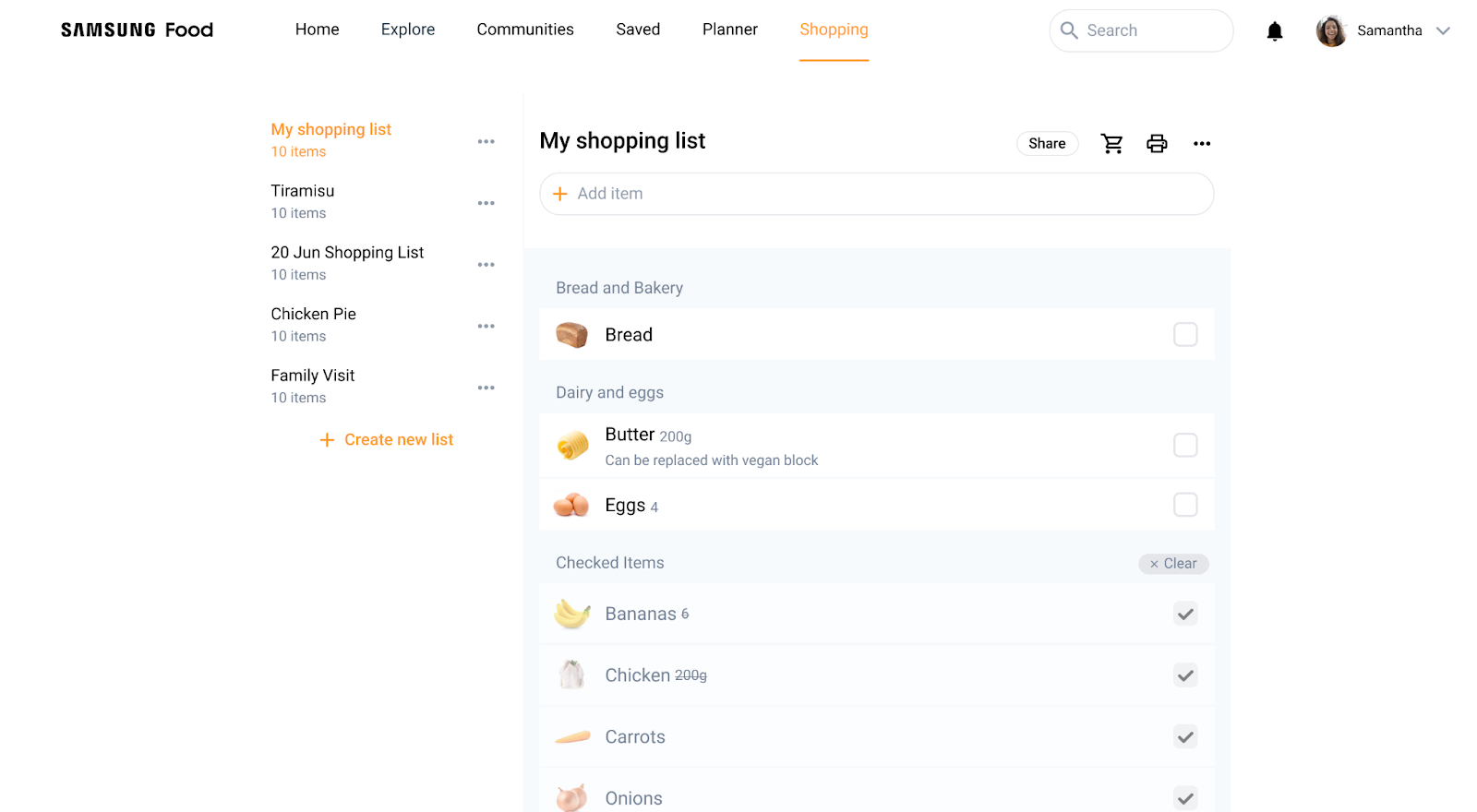 Getting Started with Samsung Food: Create and Manage Shopping Lists ...